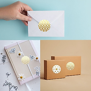 PARTH IMPEX Decorative Gold Stickers Envelope Seals - (Pack of 120) 2" Large Round Labels for Christmas Happy Holidays New Year Birthday Cards - Geometric Pattern