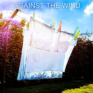 Jophaiipy Plastic Clothes Pins Heavy Duty Outdoor,Colored Clothes Pins with Mesh Clothespin Bag,50-Pack Clothes Pins and Bag Heavy Duty for Laundry Clips