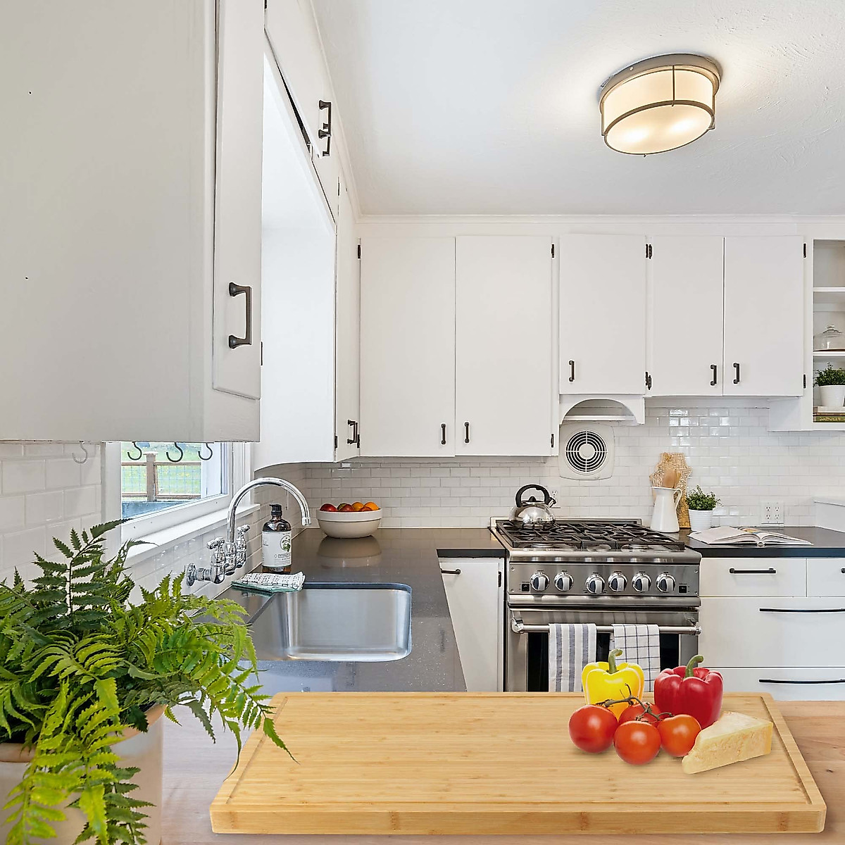 BambooMN Heavy Duty Premium Bamboo Cutting Board - Vertical Cut - Grooved - 24" x 12" x 1"