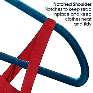 Elama 100 Piece Set of Velvet Slim Profile Heavy Duty Felt Hangers with Stainless Steel Swivel Hooks in Blue