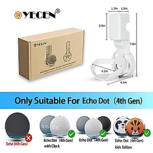 C YECEN Echo Dot 4th Generation Wall Mount Holder Outlet Hanger, Space-Saving Echo Dot Holder (White)
