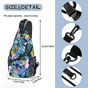 AIOUINBMO Stitch Sling Bag Cartoon Crossbody Sling Backpack Sling Bag Travel Hiking Chest Bag Daypack for Purses Shoulder Bag Gifts for Women Men