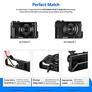 Neewer Metal Bracket Hand Grip Compatible with Canon G7X Mark II & Mark III, Camera Extension Base Plate with 1/4” Tripod Mount, Cold Shoe Mount for Microphone LED Light Vlogging Accessories