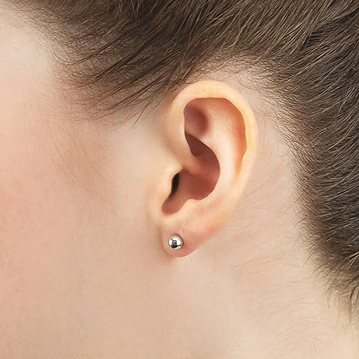 14K White Gold 5MM Ball Stud Earrings for Women