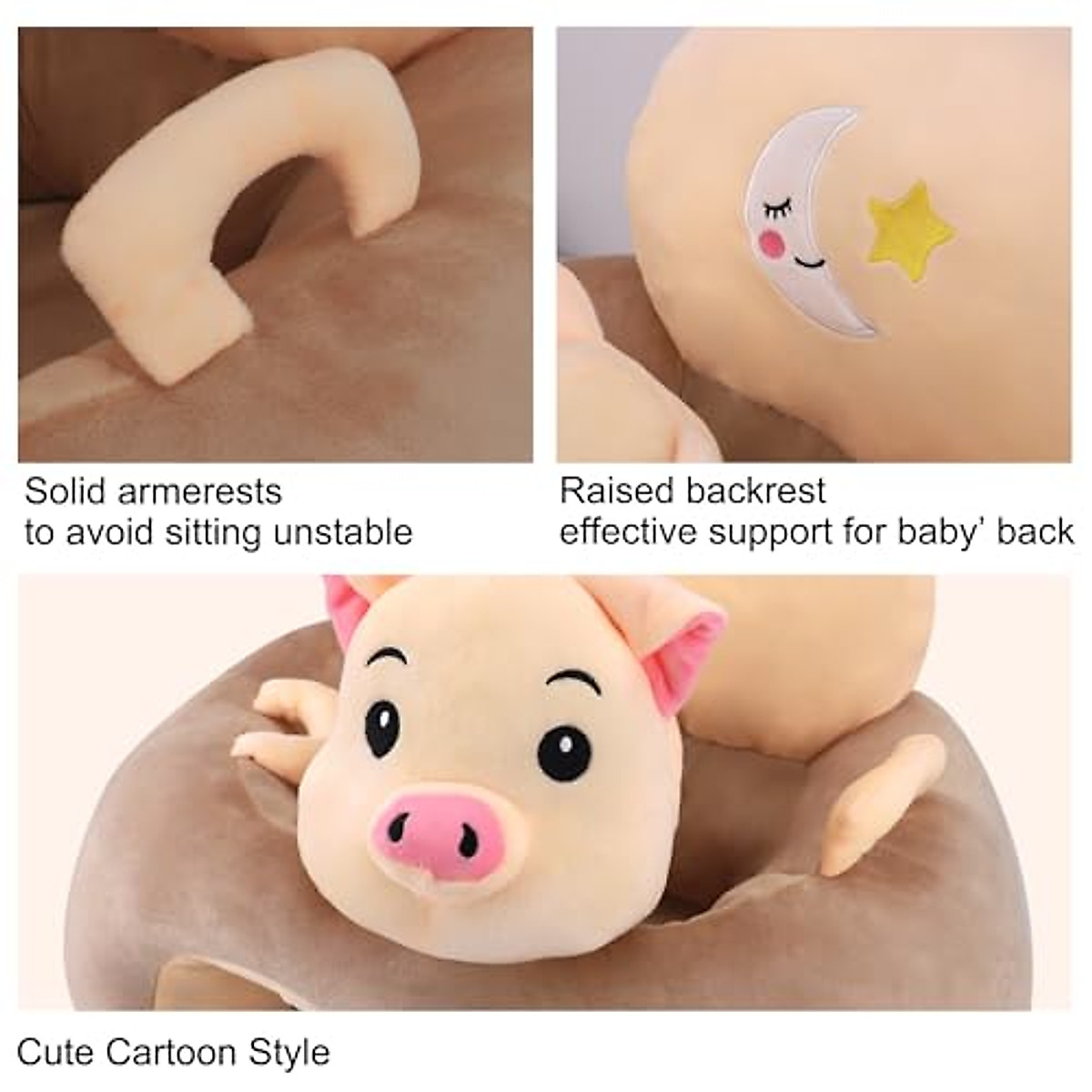 RoamReady Toddler Infant Baby Chairs for Sitting Up 3-6-12 Months, Infant Support Floor Seats for Babies Comfy Plush Stable Newborn Learn to Sit Up Chair Gift(Piggy)