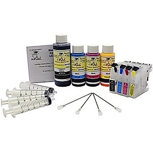 InkOwl Refillable Cartridge Replacement for Brother MFC-J5920DW, MFC-J775DW, MFC-J985DW + auto-Reset Chips + 120ml Black, 60ml Color Ink