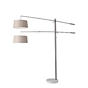 Adesso 5275-22 Manhattan Two-Arm Arc Lamp, 78-102 in., 2 x 150W Incandescent/ 13W CFL, Brushed Steel, 1 Floor Lamp