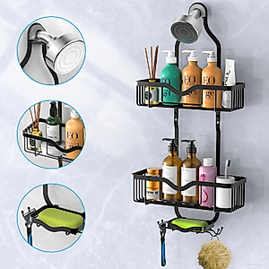 Kerisgo Shower Caddy, 3-Tier Hanging Organizer Rack (Black), Maximizes Storage for Bath Essentials