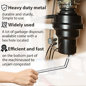 Garbage Disposal Wrench, Garbage Disposal Allen Wrench Tool Compatible with InSinkErator Garbage Disposal for Un-Jam/Food Garbage Disposal Fix Garbage Disposal Repair/Unclog Kitchen Sink, Silver