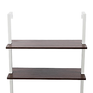 BENTFL Laptop Desk with Shelves, 2-Shelf Wall Mount Desk with Power Strip, Modern Computer Writing Table for Work Platform, Ladder Desk, Shelf Desk, Industrial Desk (Brown, White, 30" x 20" x 72.5")