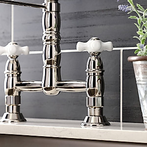 Kingston Brass Heritage Two-Handle Deck-Mount Pull-Down Sprayer Kitchen Faucet Polished Chrome Polished