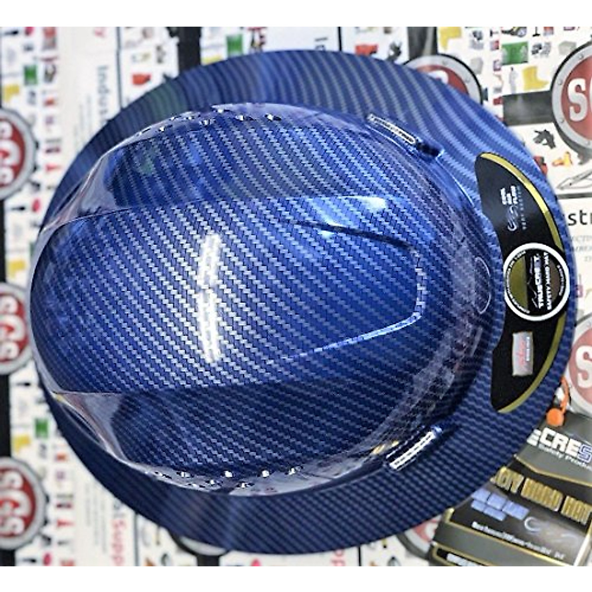 HDPE Hydro Dipped Blue/Silver Full Brim Hard Hat with Fas-trac Suspension