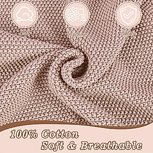 YOYI YOYI Cotton Baby Blanket Toddler Blankets Soft Warm Breathable Nursery Swaddling Blankets for Girls and Boys Receiving Blanket for Crib, Stroller, car31x40 inches (Dusty Rose)