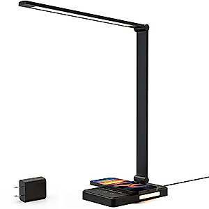 LED Desk Lamp with 10W Fast Wireless Charger, Dimmable Eye Caring Reading Desk Lamps for Office Home, Desk Light with 5 Lighting & 10 Brightness, Touch Control Table Lamp Dorm for Study Gifts BEYONDOP