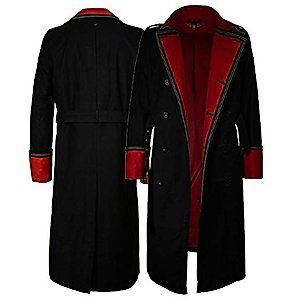 40k Warhammer Iconic Imperial Guard Costume Long Coat Red and Black Combination (Medium) (XX-Large)