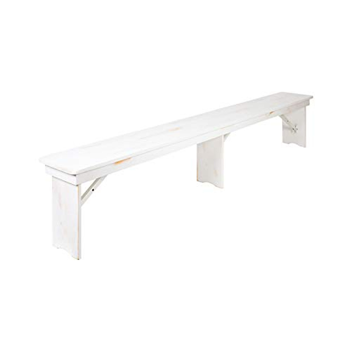 Flash Furniture HERCULES Series 9' x 40" Antique Rustic White Folding Farm Table and Two Bench Set
