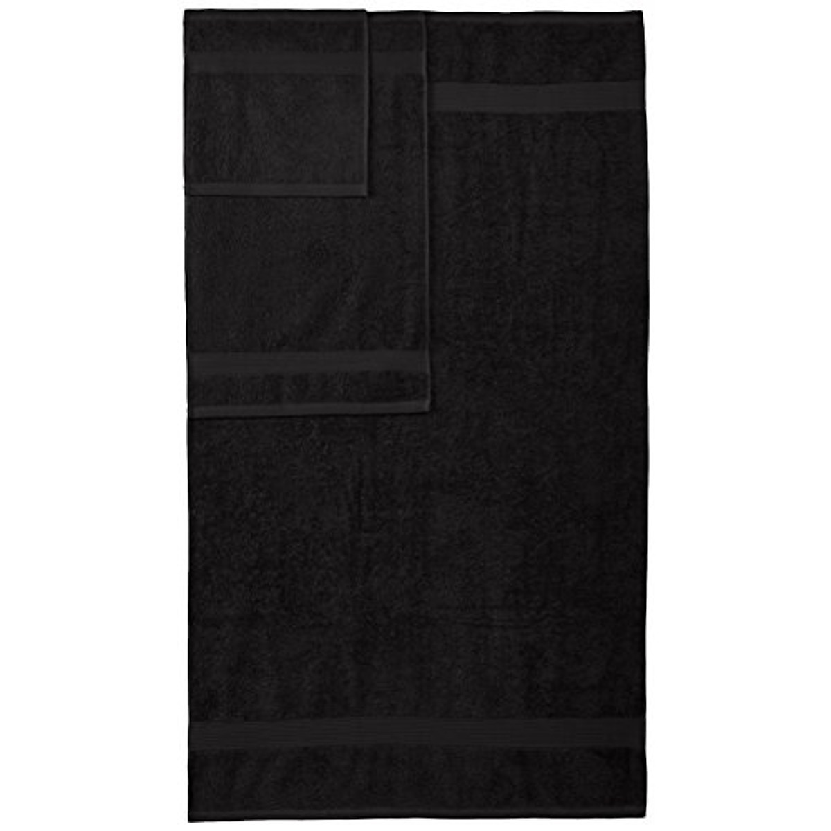 Amazon Basics 6-Piece Fade Resistant Bath, Hand and Washcloth Towel Set - Black