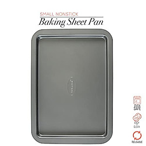 Kitchen Details Small Nonstick Baking Sheet | Creates Even Heating and Browning | Durable | Easy to Clean | Oven Safe up to 500 Degrees | Bakeware | Grey