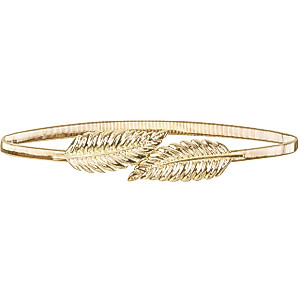 BlackButterfly Metallic Elastic Stretchy Chain Belt (Gold/Leaf, US 14-16)