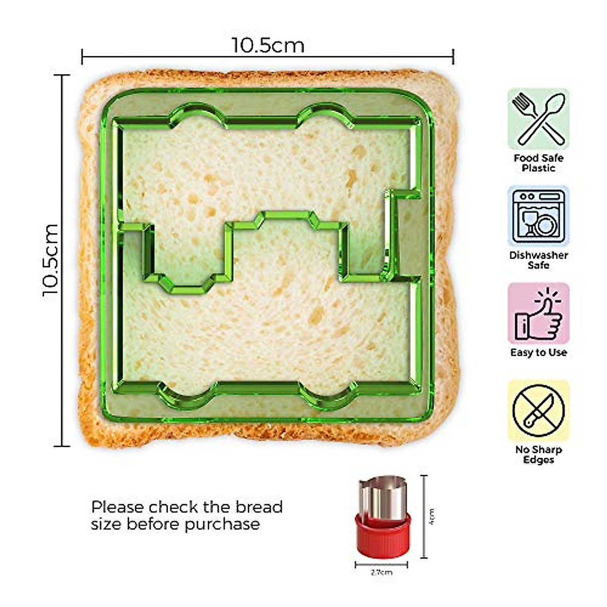 FUNUTTERS Sandwich Cutters for Kids with Cute Food Picks, 20 pc. Set, Animal Cutouts for Cookies, PBJ Sandwiches, Vegetables, Fruit, and Bento Box Lunches, Mini and Reusable