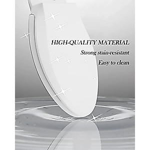 Toilet Seat Elongated, Toilet Cover, Quiet and Soft Close, Easy to Install and Remove, Ergonomic Design,Polypropylene(Plastic), White, for Elongated Oval Toilets (Long Hinge Frame)