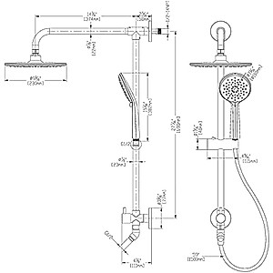SOKA 9 Inch Rain Shower Head with Handheld Shower Head Bathroom Rain Shower System Dual Shower Combo 3-Setting Handheld Sprayer with Shower Hose Bathroom Shower Faucet Set with Slide Bar Matte Black