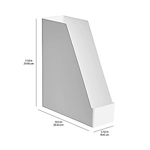 Amazon Basics Rectangular Plastic Desk Organizer, Magazine Rack, White, 2-Pack