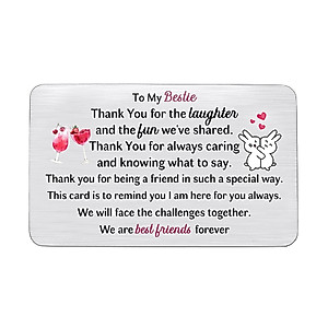 Bestie Birthday Greeting Cards Engraved Women Wallet Insert Card Graduation Gift Inspirational Best Friend Friendship Appreciate Personalised Christmas Go to University Farewell New Year Keepsake