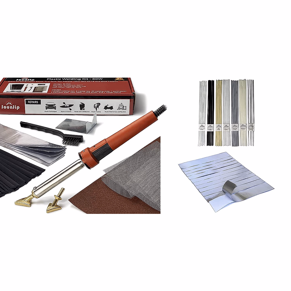 JOUNJIP Auto Body Repair Tape + 7 Types Plastic Rods Bundle with Plastic Welding Kit