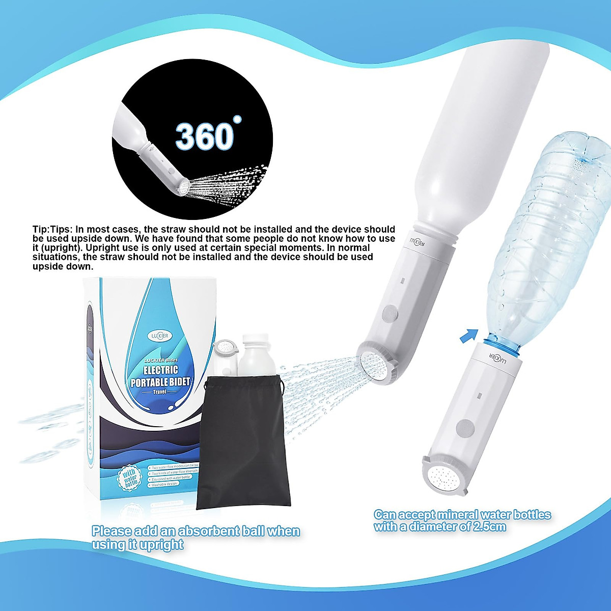 Travel Bidet Portable Handheld Bidet Electric Mini Toilet Bidet Sprayer Suitable for Women/Men, Personal Cleansing,Soothing Postpartum,Hemorrhoid and Perineal Care,Camping Cleaning,Baby Elderly Care