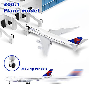 Lose Fun Park 1/300 Diecast Airplanes American Delta Airplane Model Airplane Boeing 747 Model Plane for Adults Collection Office Desktop Decoration Birthday Gift