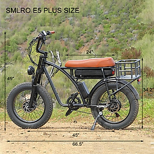 Accinouter SMLRO E5 Plus Electric Bike for Adults 20" x 4.0 Fat Tire with 2000W Dual Brushless Motor, 45 KM 30MPH Shimano 7 Speed MTB, 48V 18Ah Removable Battery, Cargo Bike