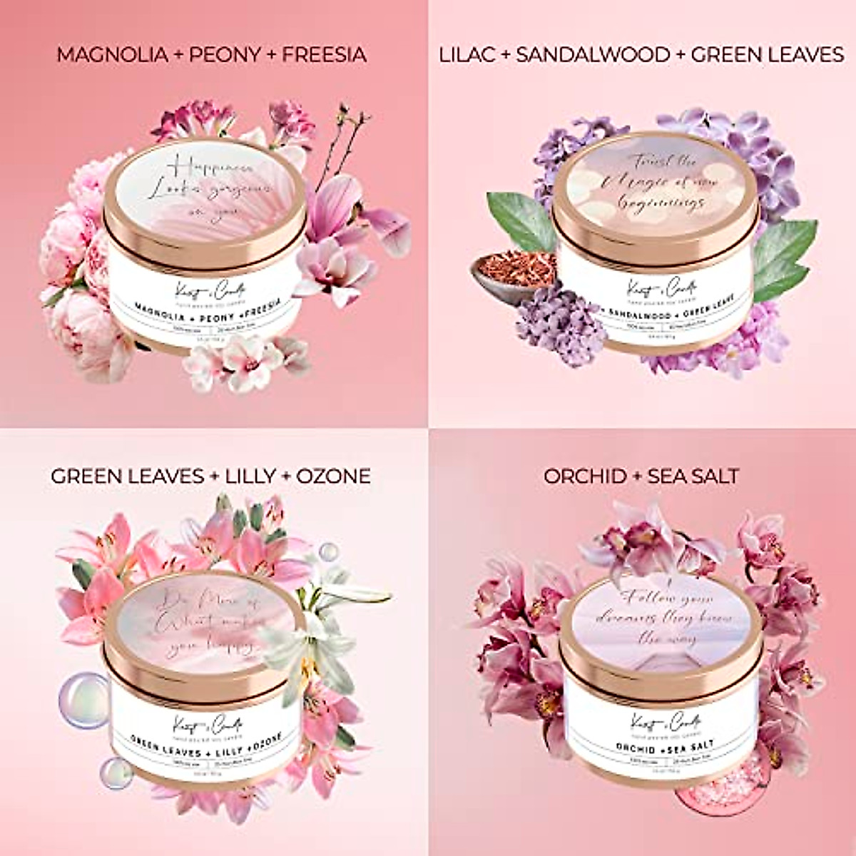 4 Pack Big Scented Candles Gift Set for Women, Natural Soy Wax, Long Lasting Aromatherapy 5.6 oz Candles for Stress Relief, Home Relaxation, Gift for Birthday, Valentines Day