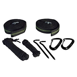 Oak Creek Lost Valley Camping Hammock. Bundle Includes Mosquito Net, Rain Fly, Tree Straps, Compression Sack. Weighs Four Pounds, Perfect for Camping. Lightweight Nylon Single Hammock.