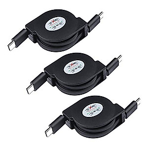 Type C Cable for Galaxy S21,3Pack 3.3FT Retractable USB C to USB C Cable Fast Charge Android Type C Cord for Samsung Galaxy S22 Ultra S20 FE S21 S10 Plus Note 20 A23 A33 A81 A91, LG, Moto,Google Pixel