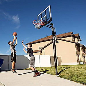 Lifetime 71281 In Ground Power Lift Basketball System, 52 Inch Shatterproof Backboard