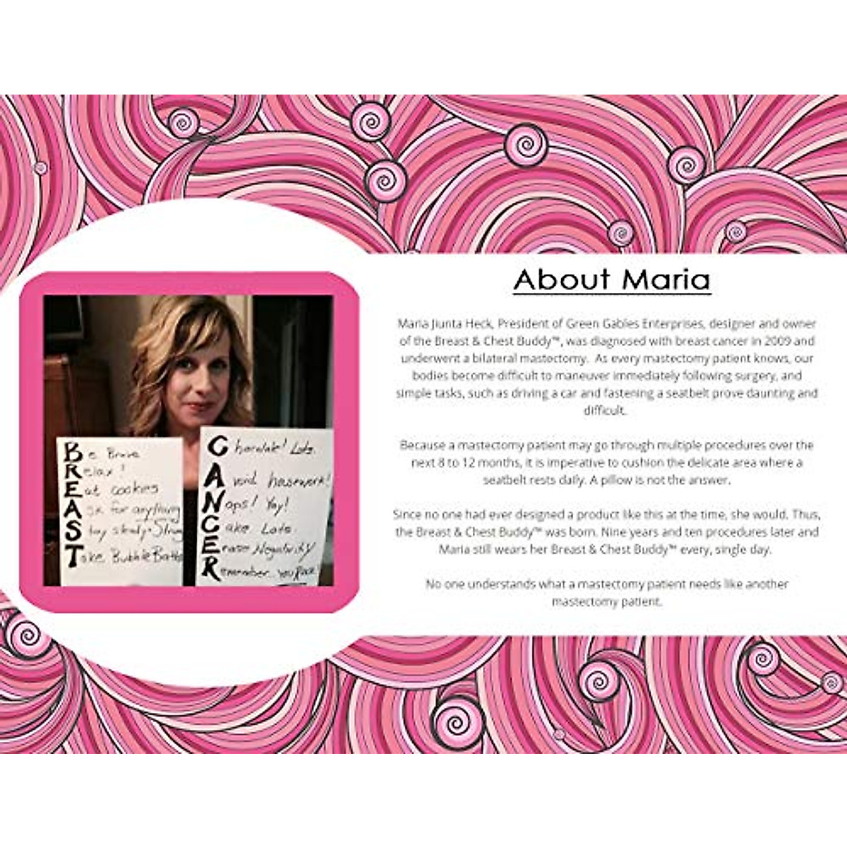 The Breast and Chest Buddy Mastectomy Pillow and Seatbelt Cushion for Mastectomy and Breast Reconstruction Sites Gray with Pink Ribbon