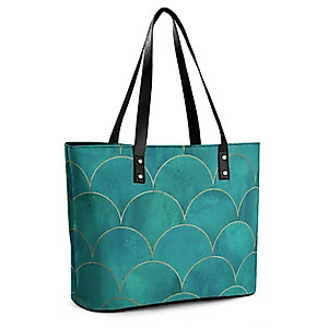 Womens Handbag Mermaid Fish Scale Leather Tote Bag Top Handle Satchel Bags For Lady