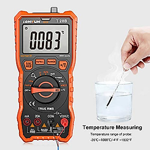LOMVUM Digital Multimeter, 6000 Counts Auto-Ranging Voltage Tester Meter with Ohm Volt Amp Capacitance Temperature Frequency Diode Backlit LCD and Flashlight