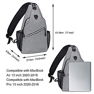 MOSISO Rope Sling Backpack (Up to 13 inch), Multipurpose Crossbody Chest One Shoulder Outdoor Travel Hiking Daypack, Gray