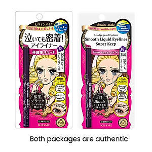 Heroine Make by KISSME Waterproof Smooth Liquid Eyeliner, Japanese Eye Makeup for Smudge-free, Super Keep 01 Jet Black