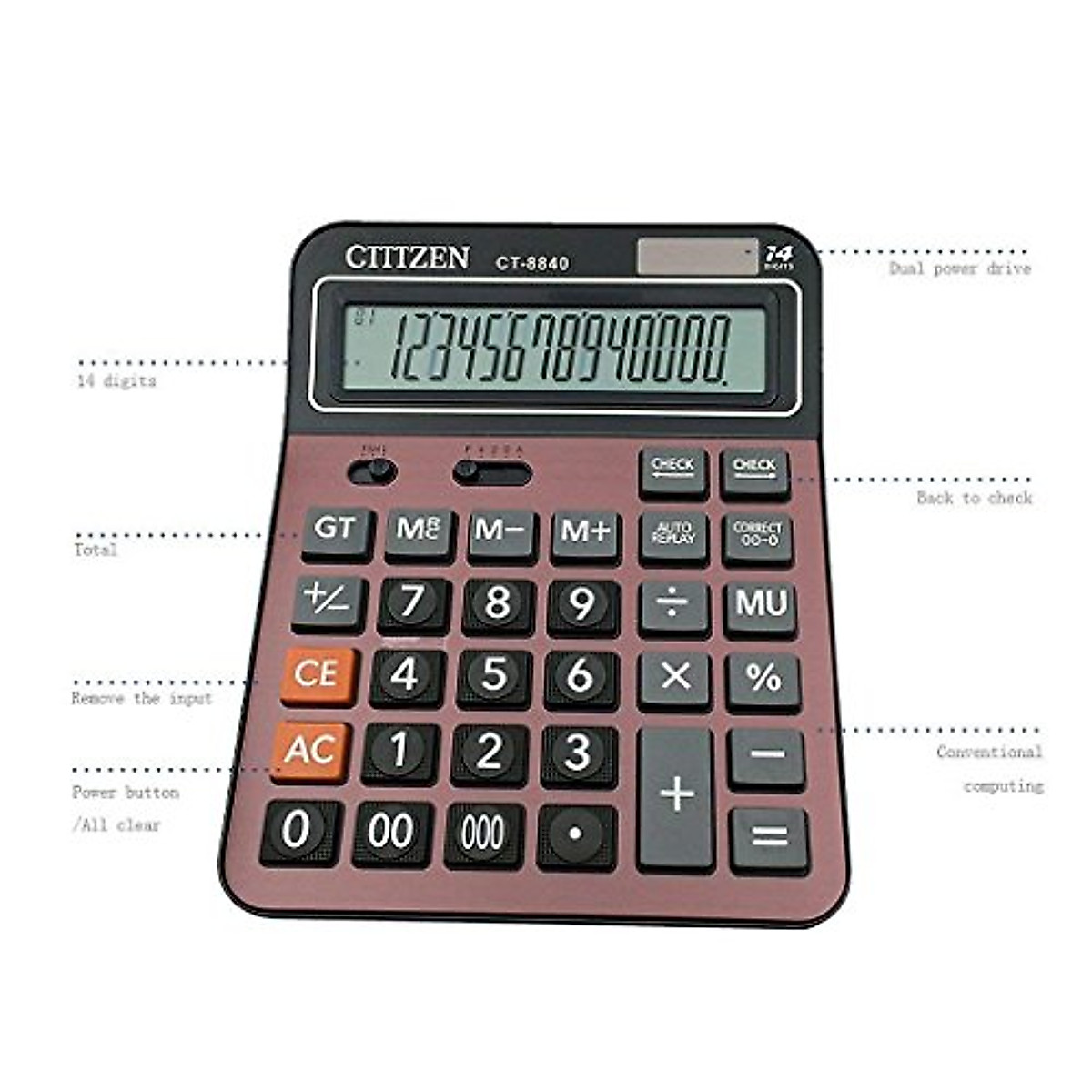 Financial Professional Standard Calculators,Large Calculator,Office/Business/Scientific Desktop Calculator with 14-Digit Large Display, Solar and AAA Battery Dual Power…
