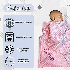 AleMir Fashion Embroidered Blanket Baby – Beautiful Monogrammed Blanket – Large Personalized Baby Blanket for Boys and Girls – Soft Polyester Baby Blanket with Custom Name – 28 x 34-inch
