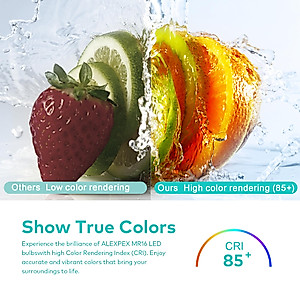 ALEXPEX Dimmable MR16 LED Bulbs, 5000K Daylight 500LM Bright(50W Equivalent), 40-Degree, AC/DC 12V GU5.3 Bi-Pin Base Bulbs for Indoor/Outdoor Landscape Spotlight Track Recessed Lighting, 10 Pack