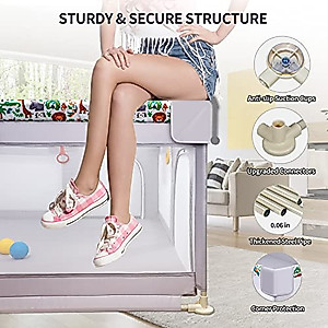 Baby Playpen, 2NLF playpen for Babies and Toddlers, 71 x 59 Inches Extra Large Baby Play Yards with Zoo Print, Infant Safety Gates with Breathable Mesh, Indoor Kids Activity Center, Anti-Fall Baby Pen