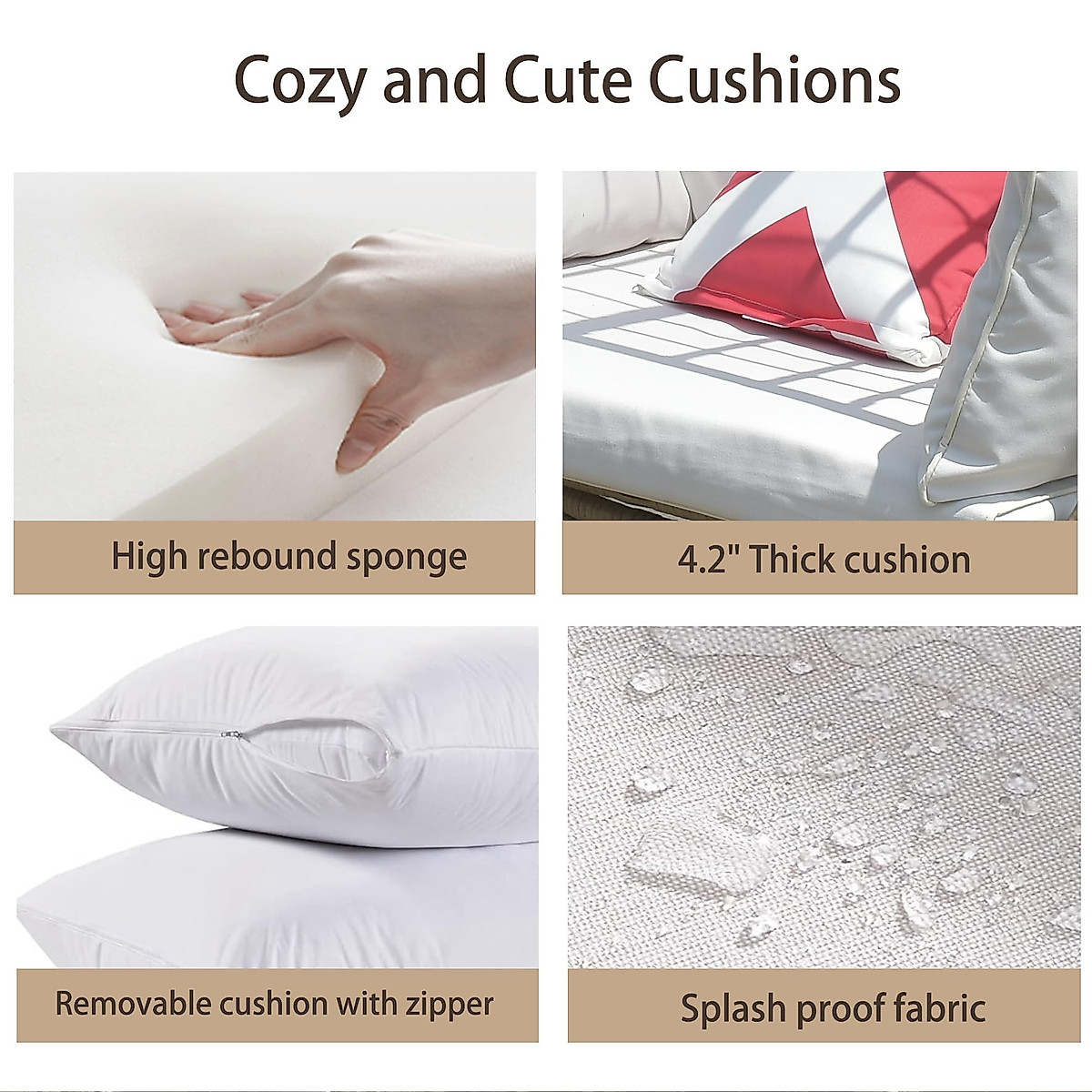 wallowsun Oversized Wicker Egg Chair,All-Weather Indoor Outdoor Lounge Chairs with 4 Cushions, 460lb Capacity,Egg Basket Chair for Patio Backyard Balcony Living Room