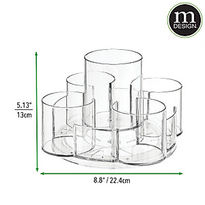 mDesign Spinning Lazy Susan Makeup Turntable Storage Center - 9 Sections - Rotating Organizer for Bathroom Vanity Counter Tops, Dressing Tables, Cosmetic Stations, Dressers - Lumiere Collection, Clear