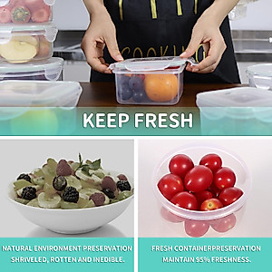UULID 50 PCS Plastic Food Storage Containers Sets with Lids Leakproof Reusable BPA Free Snap Lid Storage Containers Small Meal Prep Containers with Snap Lids Labels & Marker Pen