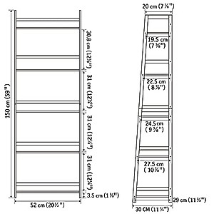 WTZ Bookshelf, White Book Shelf, Ladder Bookcase, 5 Tier Tall Book case for Bedroom, Living Room, Office, MC-508 (White)