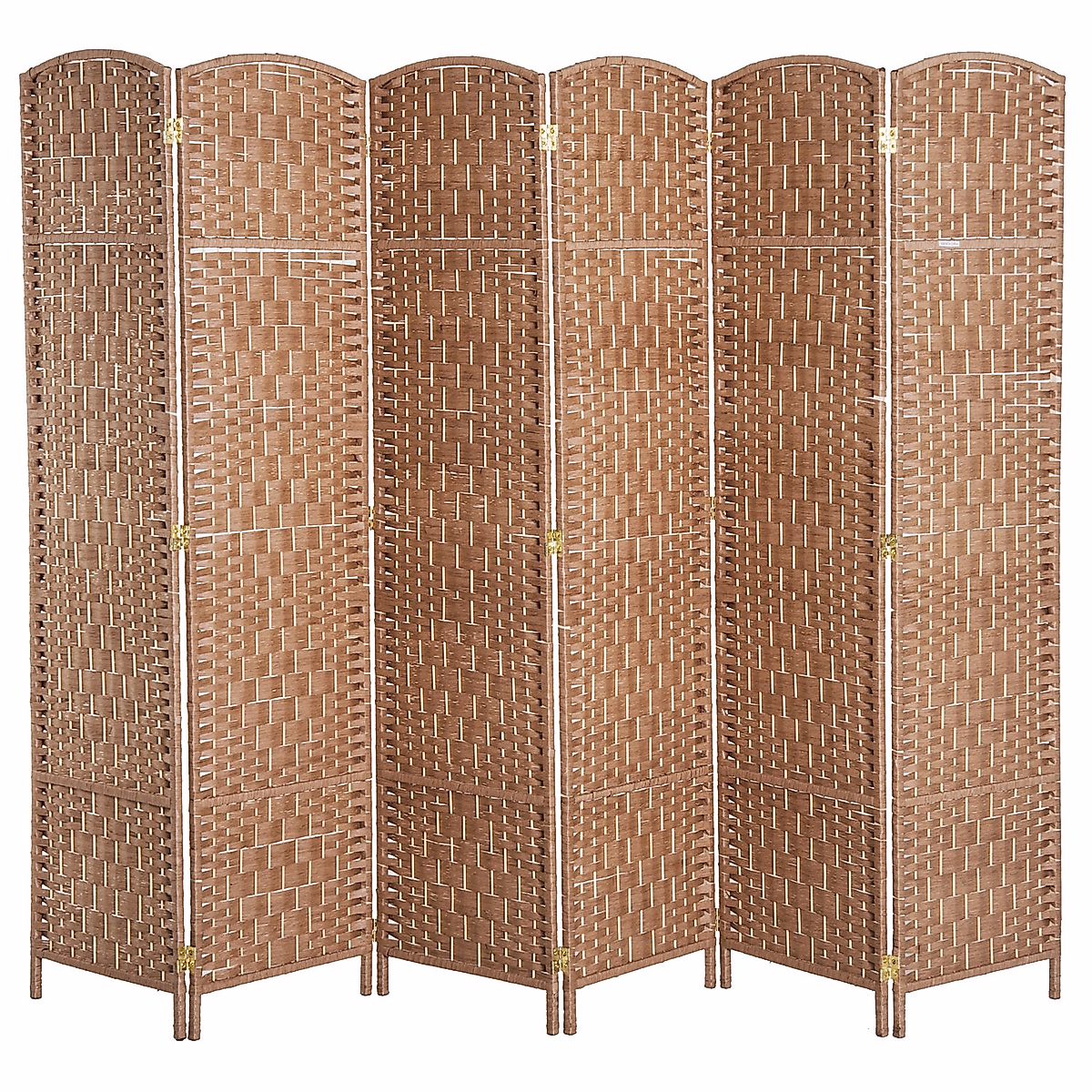 HOMCOM Room Divider, 6 Panel Folding Privacy Screen, 6FT Tall Portable Wicker Weave Partition Wall Divider for Bedroom, Home Office, Natural